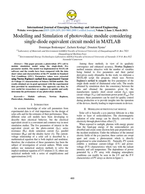 Modelling And Simulation Of Photovoltaic Module Considering Single