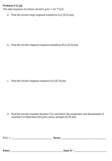 Solved Problem 3 1 Pt The Step Response Of A Linear Chegg Com