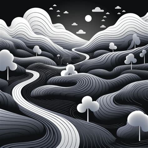 Minimalist Vector Illustration Of Abstract White Wavy Lines Premium