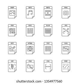Files Format Linear Icons Set Multimedia Stock Vector Royalty Free Shutterstock
