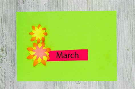 수 제 인사 카드입니다 색종이 꽃과 단어 3 월에서 번호 8 공간에 복사 합니다 평면 배치 0명에 대한 스톡 사진 및 기타 이미지 Istock