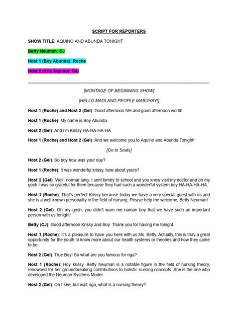 betty neuman talk show script pdf