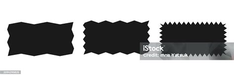 Rectangle With Uneven Edge A Set Of Uneven Zigzag Rectangular Shapes Black Color Isolated