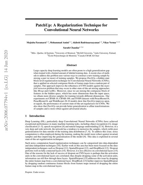 pdf patchup a regularization technique for convolutional neural networks