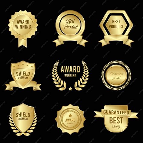 Premium Vector Golden Badge Vector Illustration Collection