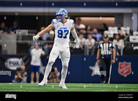 Detroit Lions Defensive End Aidan Hutchinson 97 Celebrates During An