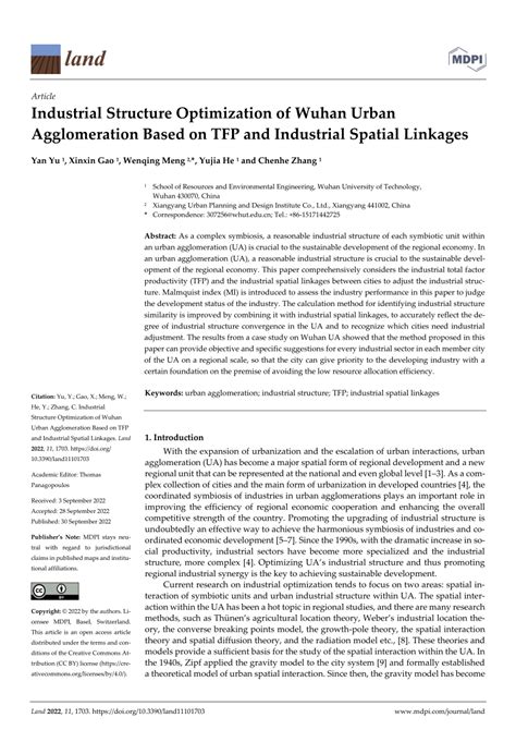 Pdf Industrial Structure Optimization Of Wuhan Urban Agglomeration