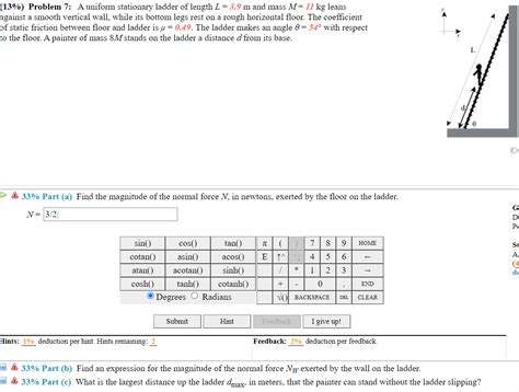 Solved 13 Problem 7 A Uniform Stationary Ladder Of Chegg