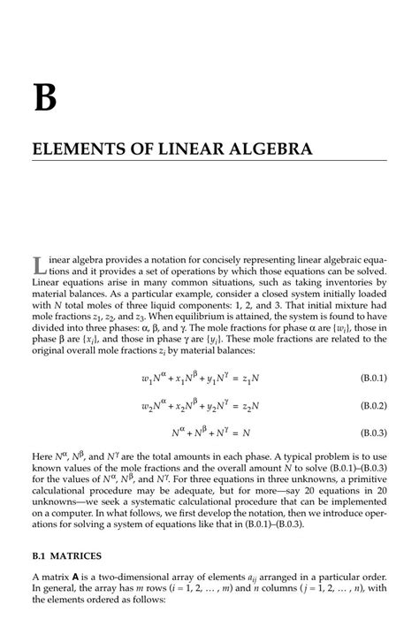 Elements Of Linear Algebra B Thermodynamics