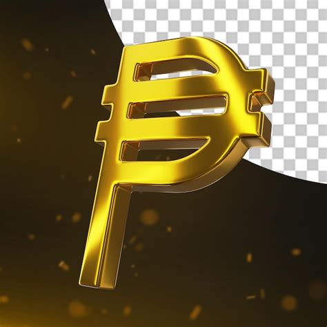 Premium Psd Golden Currency Sign Philippine Peso 3d Render