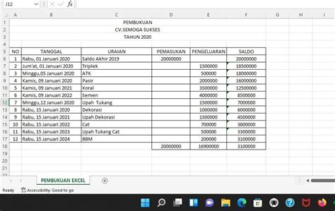 Pembukuan Di Excel