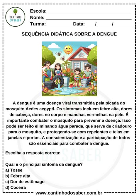 SEQUÊNCIA DIDÁTICA PARA O ENSINO FUNDAMENTAL SOBRE A DENGUE ALINHADO