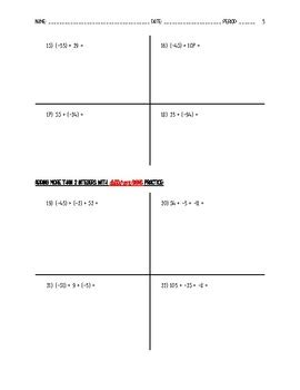 Adding Integers Worksheet By Boba Teach Repeat TPT