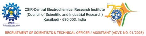 Csir Central Electrochemical Research Institute Recruitment 2023