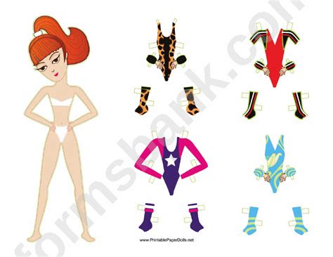 Female Gymnast With Star Paper Doll Printable Pdf Download