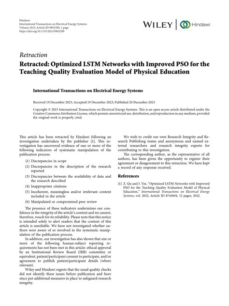 Pdf Retracted Optimized Lstm Networks With Improved Pso For The