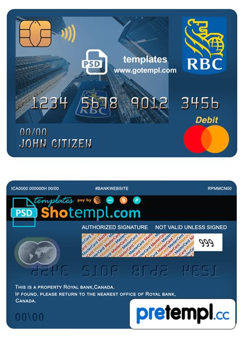 Canadian Royal Bank Of Canadian Rbc Bank Mastercard Debit Card