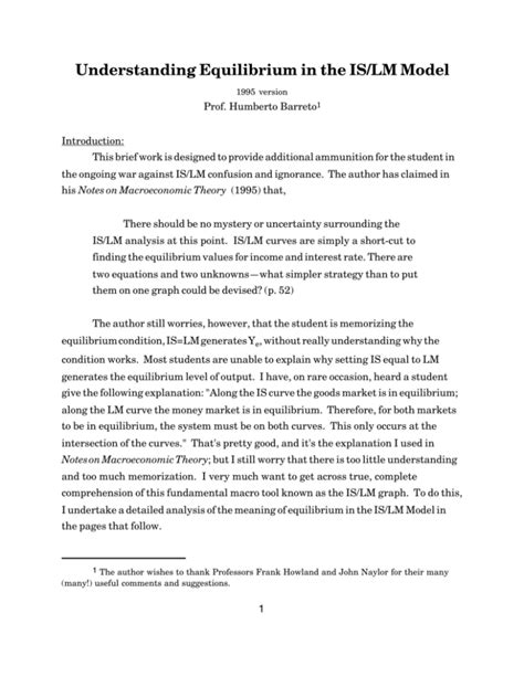 Understanding Equilibrium In The Is Lm Model