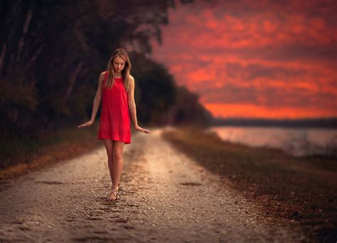 Women Outdoors Women Model Red Dress Wallpapers Hd Desktop And
