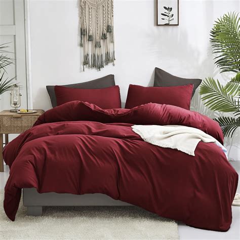Luxlovery Burgundy Comforter Set Queen Dark Red Bedding Comforter Set