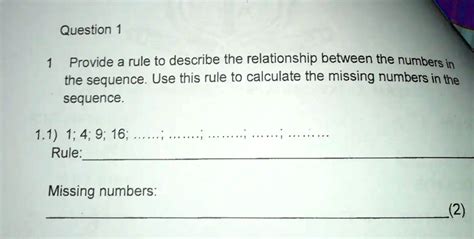 SOLVED Question Provide A Rule To Describe The Relationship Between The Numbers In The