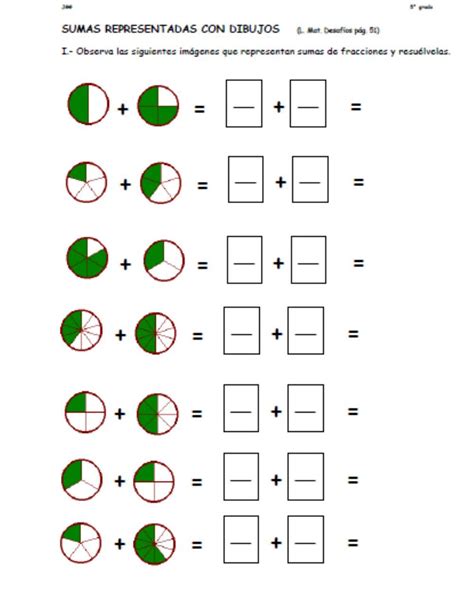 Suma De Fracciones Online Worksheet For Quinto De Primaria Math