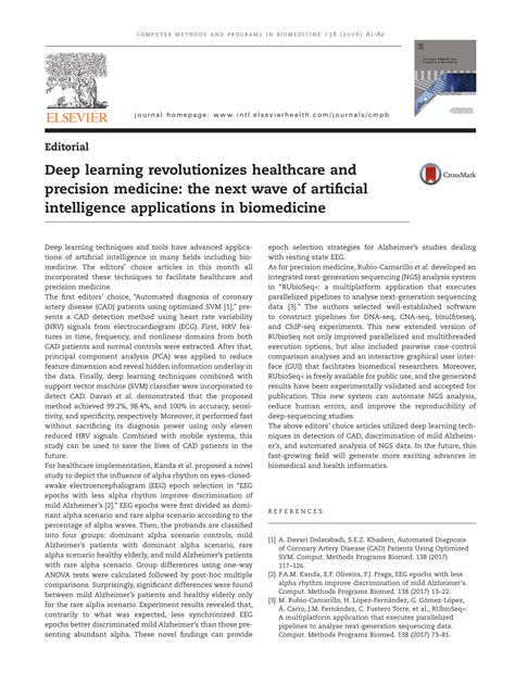 Pdf Deep Learning Revolutionizes Healthcare And Precision Medicine