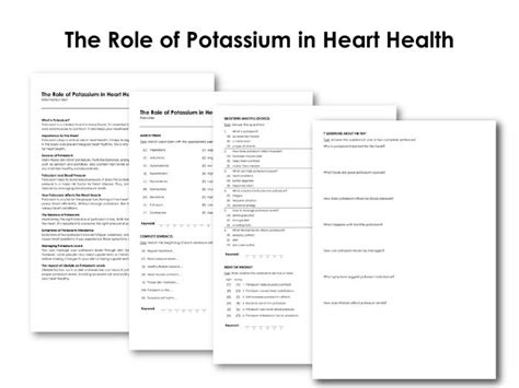 The Role Of Potassium In Heart Health Teaching Resources