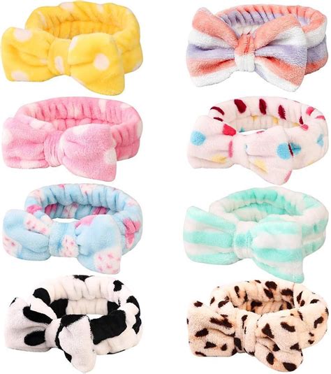 KECUCO Lot de 8 bandeaux de spa avec nœud doux pour le lavage du visage