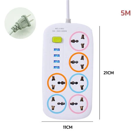 ปลักไฟ 6ช่อง มีusb สายยาว 3510 เมตร Shopee Thailand