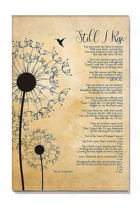 Still I Rise Maya Angelou Poem Vintage Gallery Canvas Painting
