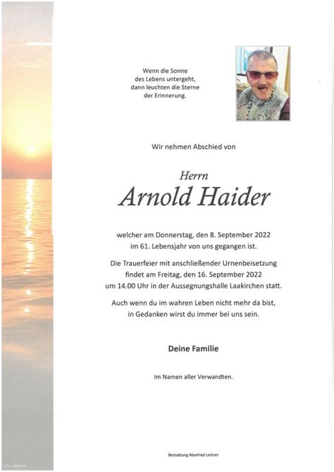 Arnold Haider Bestattung Leitner