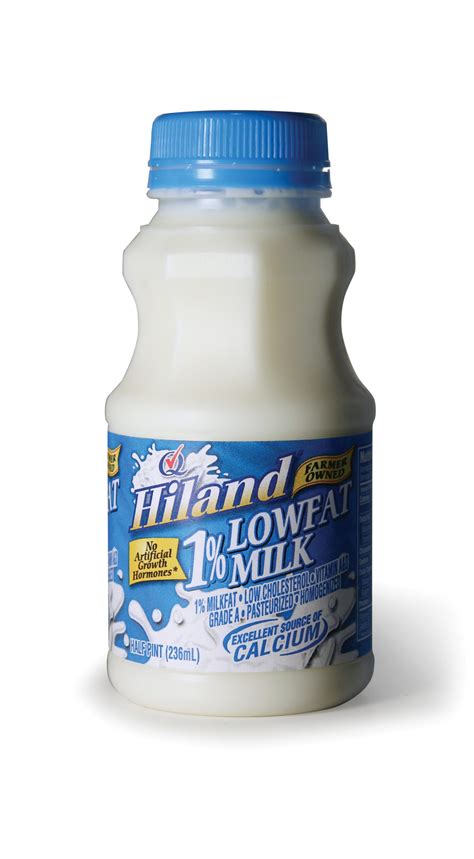 Hiland 1 Percent Low Fat Milk Half Pint Plastic Hiland Dairy