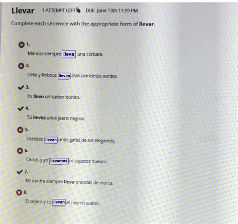 Solved Llevar 1 ATTEMPT LEFT DUE June 13th 11 59 PM Complete Each