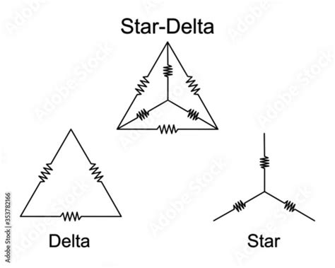 Diagram Of Star Delta Motor Connection Vector Stock Vector Adobe Stock