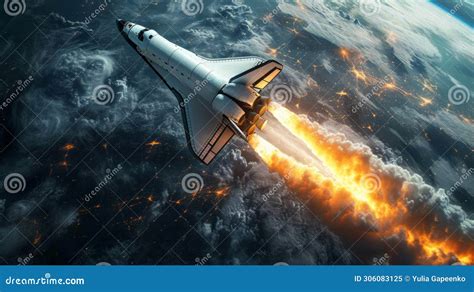 A Space Shuttle Reentering Earth S Atmosphere Trailing Behind A Fiery Tail Of Heat And Gas