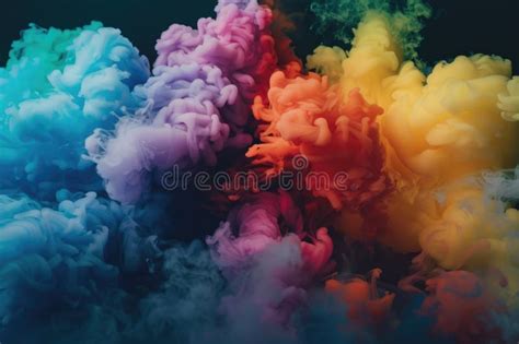 A Vibrant Rainbow Of Colored Smoke Fills The Frame Set Against A Dark