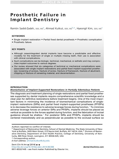 Sadid Zadeh2015 Pdf Dental Implant Dentistry Branches