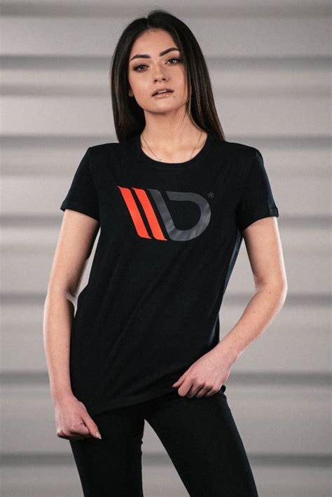 Womens Black T Shirt With Red Logo Our Offer Maxton Merch