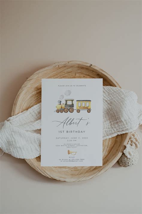 Train Birthday Invitation Train First Birthday Invitation Etsy