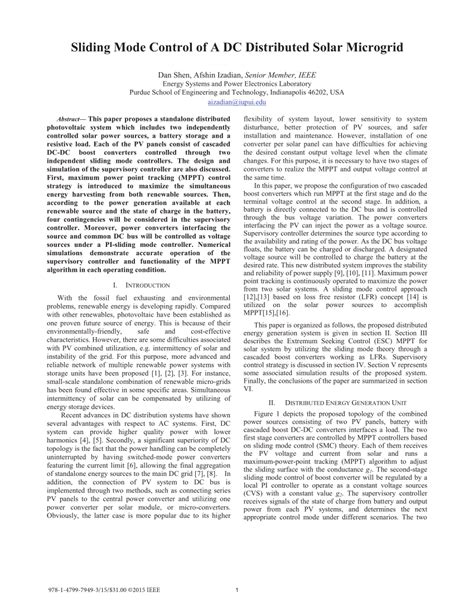 Pdf Sliding Mode Control Of A Dc Distributed Solar Microgrid