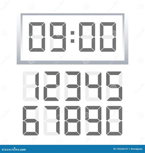 Digital Clock Number Set Vector Illustration Stock Vector