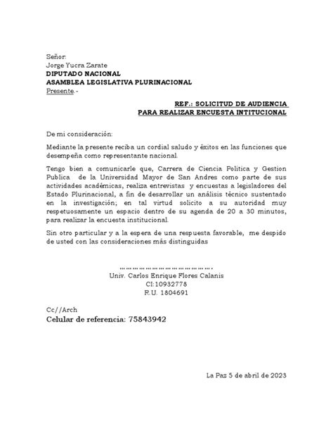 Solicitud De Audiencia Pdf