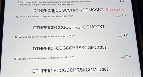 Solved The Oligopeptide Hepcidin Has The Amino Acid Sequence