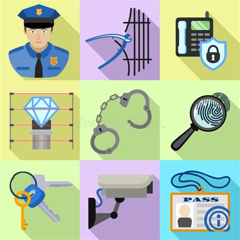 Security Tools Icon Set Flat Style Stock Vector Illustration Of Industry Element 155700105