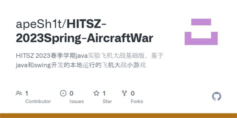 Github Apesh1thitsz 2023spring Aircraftwar Hitsz 2023春季学期java