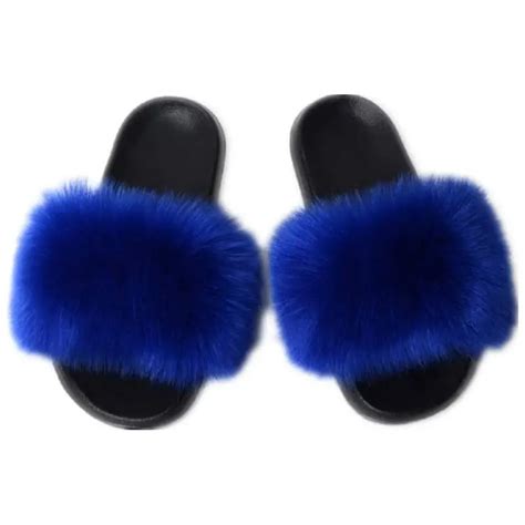 Womens Fur Decor Flat Slippers Open Toe Furry Fluffy Temu Australia
