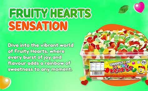 Sweetzone Fruity Love Hearts Sweet Tub Mixed Fruit Halal Sweets Tub