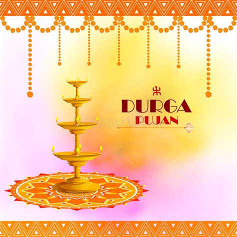 Happy Durga Puja Festival Background For India Holiday Dussehra Stock