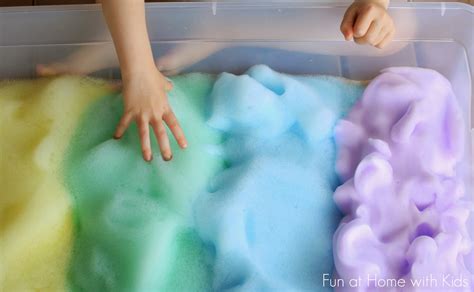 Rainbow Soap Foam Bubbles Sensory Play
